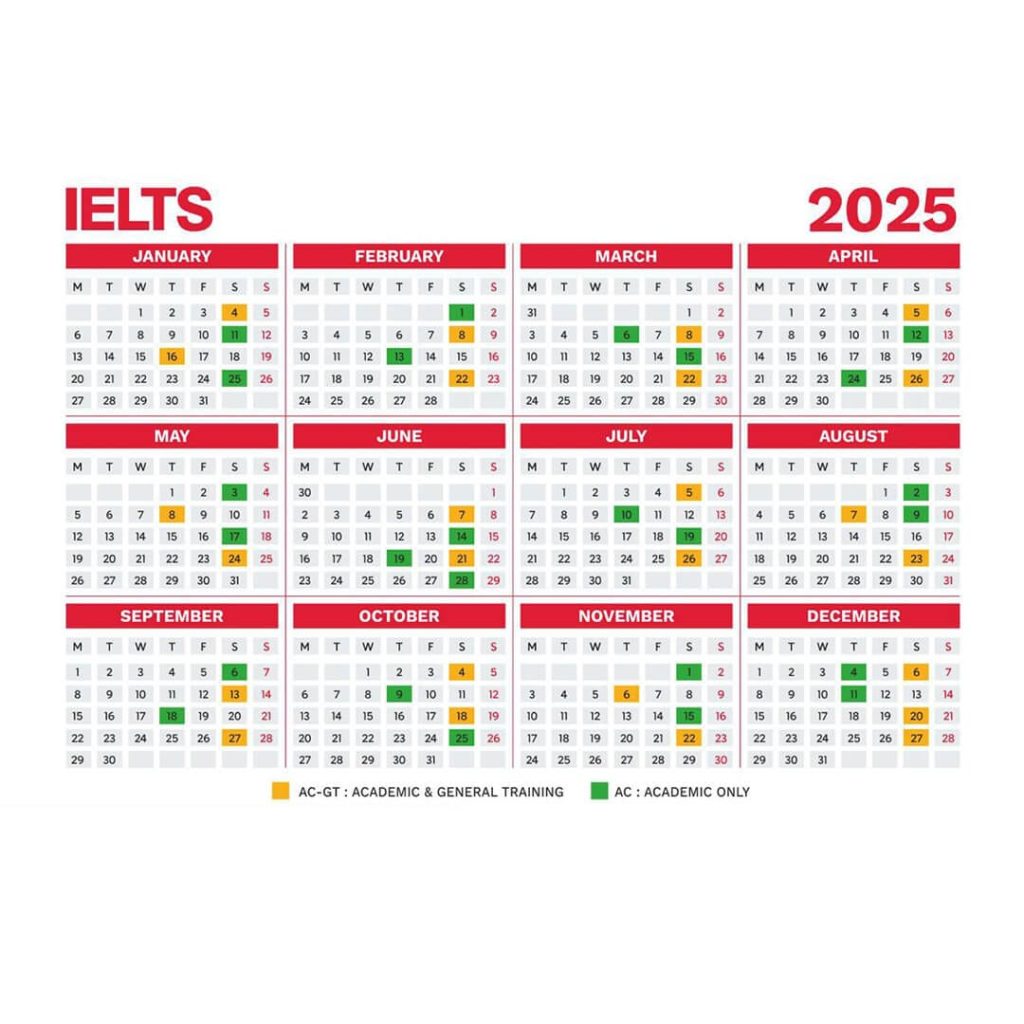 IELTS Schedule 2025